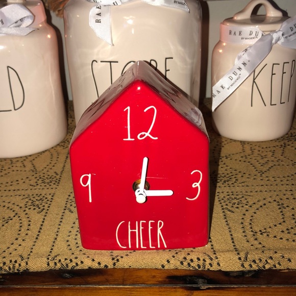 Rae Dunn | Holiday | Rae Dunn Cheer House Shaped Clock Red | Poshmark
